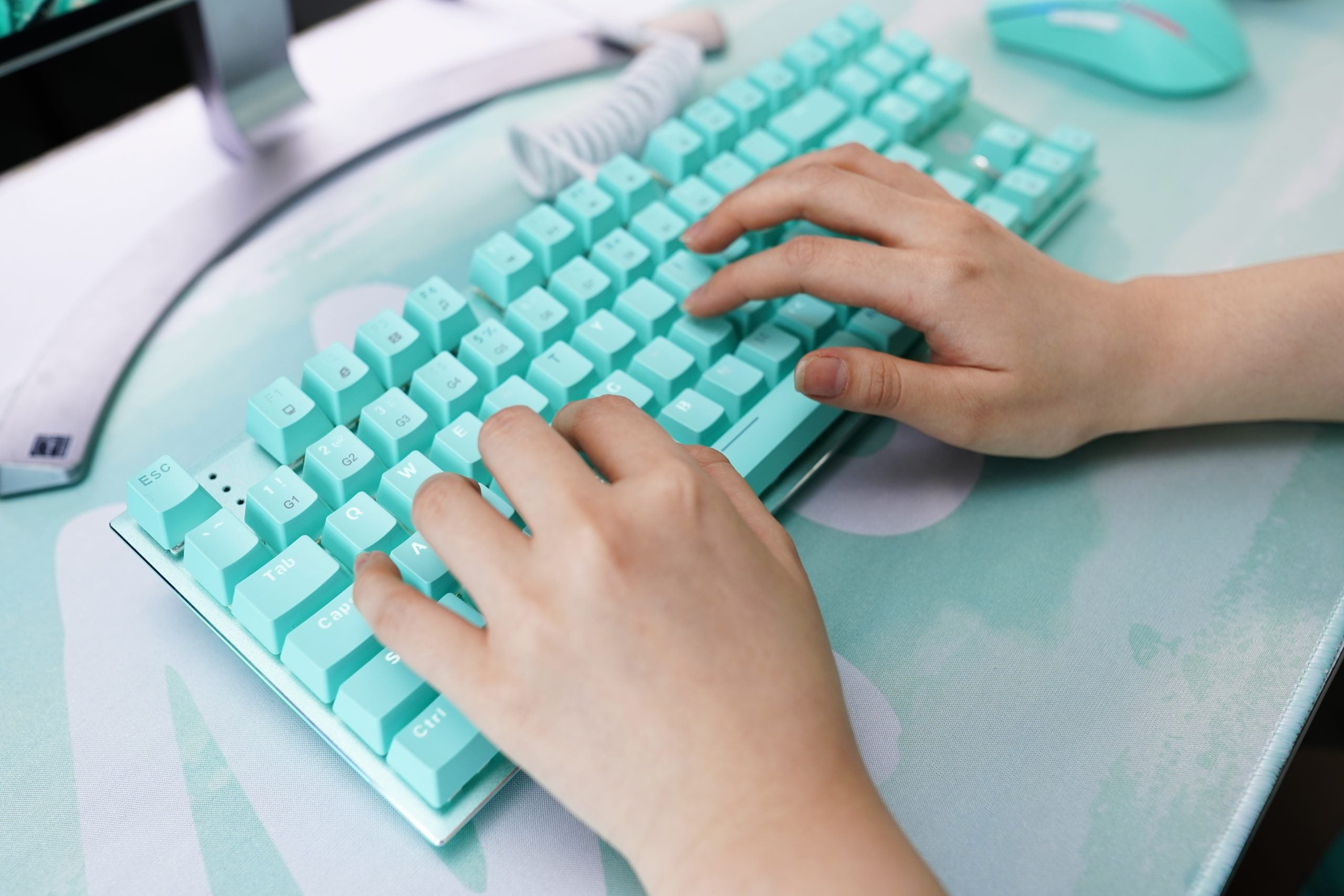 Fantech MK856 Mechanical Keyboard - Mint Green with White LED Backlit ...